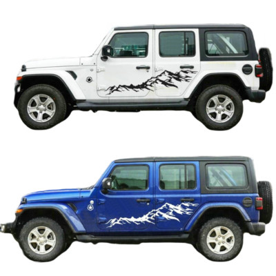 2 pcs Snow Mountain Car Stickers For Jeep Wrangler Side Door Vinyl ...