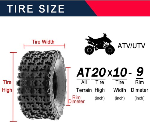 Set of 2 20x10-9 ATV UTV Tires 6PR All Terrain 20x10x9 20-10-9 Off-Road ...