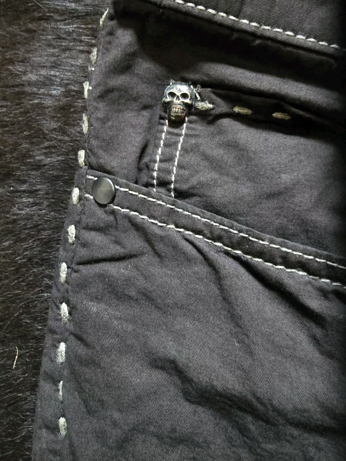 John Varvatos Men Black Skull Stud Button Fly Jeans - Gem