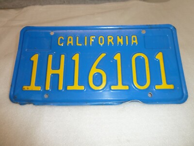Vintage 1970’s,80s California Blue License Plate # 1h16101 Single | eBay