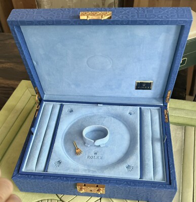 ROLEX BLUE WATCH BOX DATEJUST PEARLMASTER 1997 SWISS MADE COLLECTORS W ...
