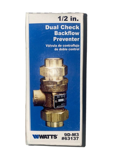 Watts 9d-m3 1/2" 63137 Dual Check Backflow Preventer FIP - H562 for ...