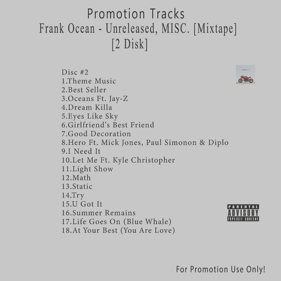 2 CD R&B/Soul.. White CD. Frank Ocean - Unreleased, MISC. [Mixtape] | eBay