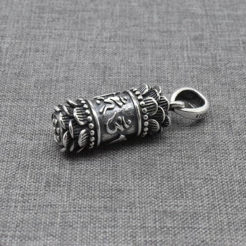 925 Sterling Silver OM Cylinder Locket Pendant Memory Wish Prayer Box ...