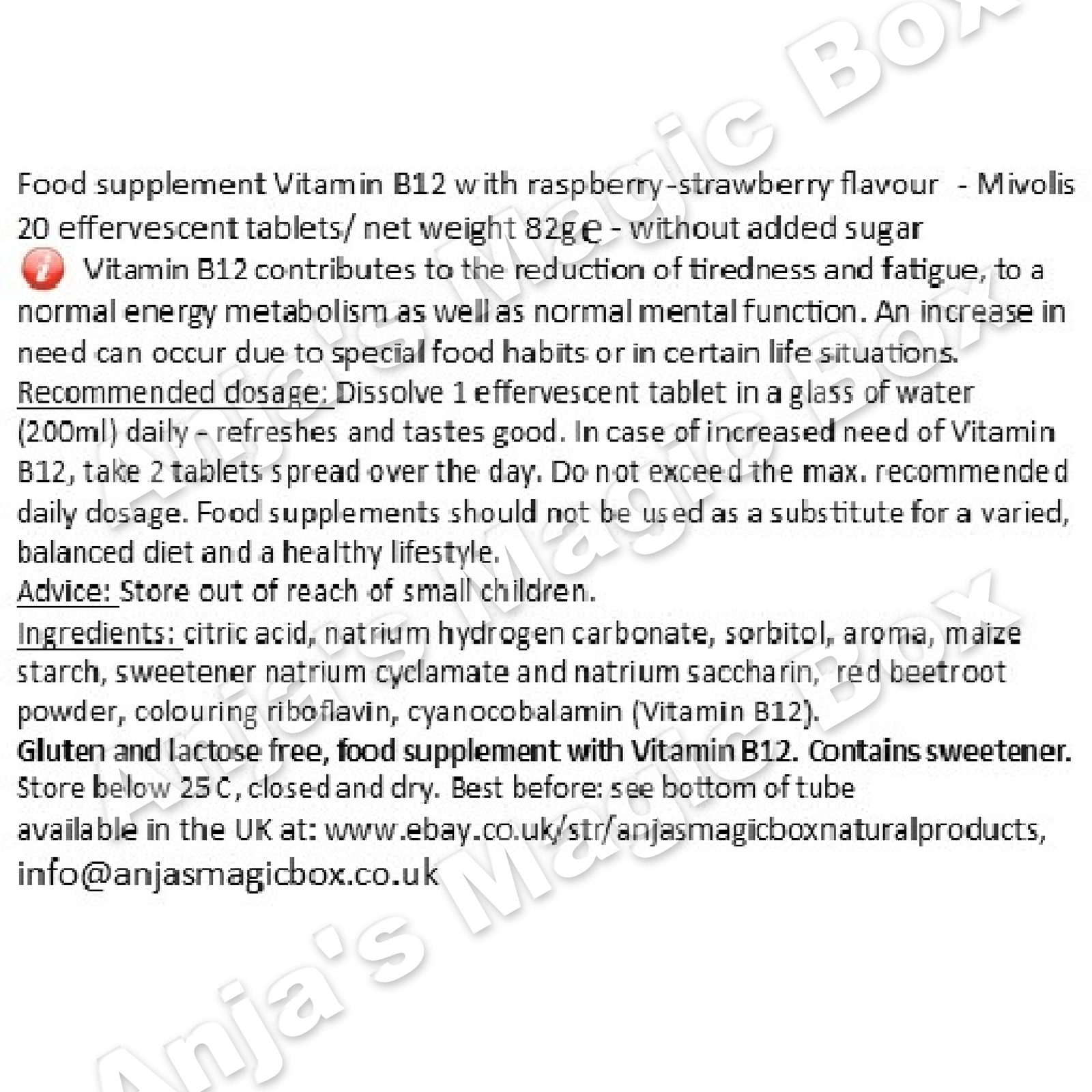 10 Tubes MIVOLIS Vitamin B12 * 200 effervescent Tablets, Straw ...