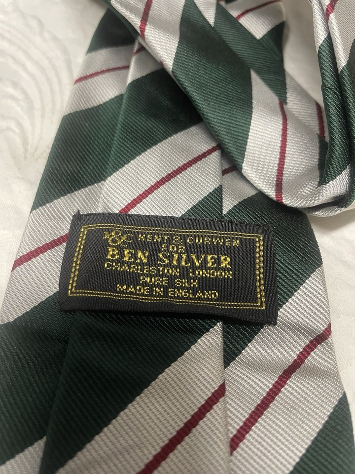(524) Mens Ben Silver diagonal Tie Neckwear Vintage Green Grey | eBay