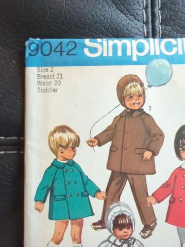 Simplicity 9042 Sewing Pattern Coat Pants Size 2 Toddler Precut Vintage ...