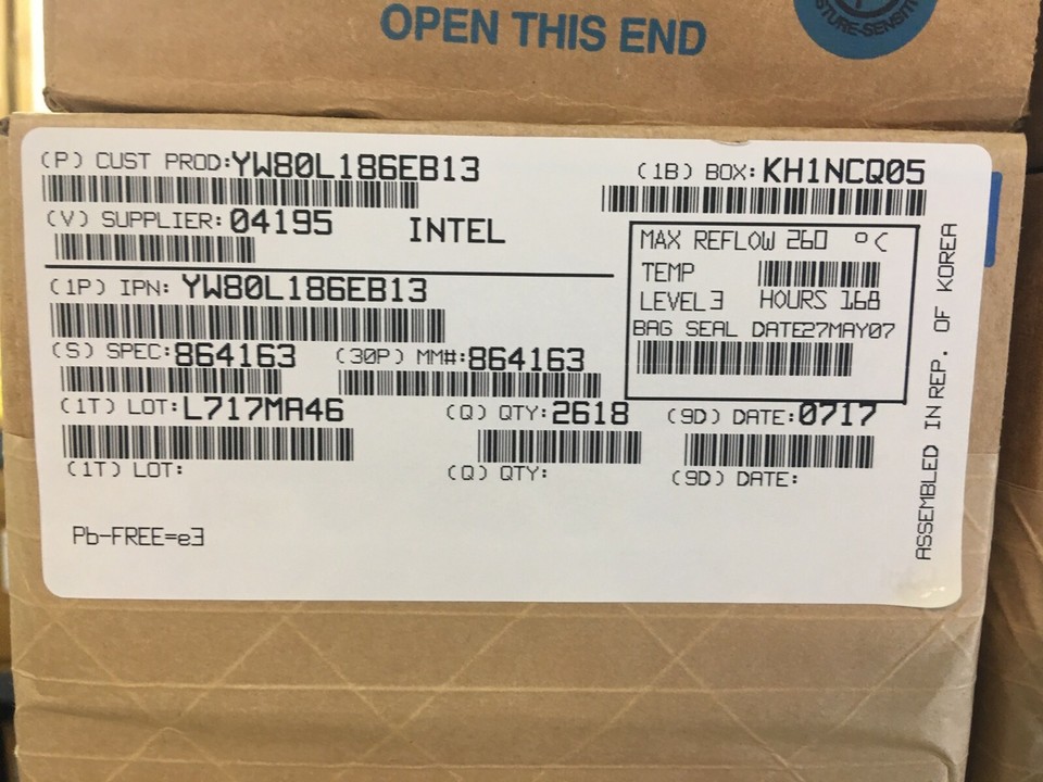 (1 PIECE) YW80L186EB13, 80L186EB13, MPU 80186 Processor 16bit 13MHz 84 ...