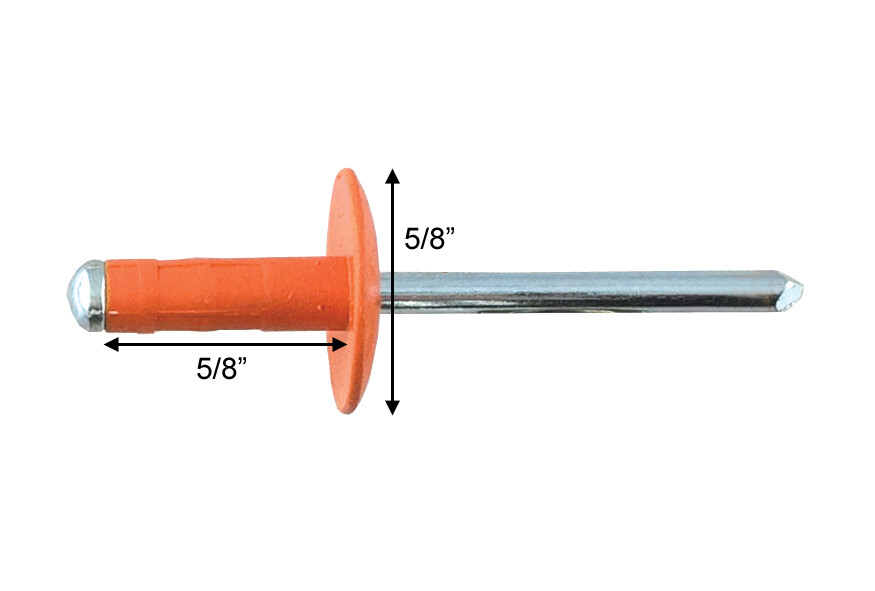 250 3/16" Large Head Orange Painted Aluminum Pop Rivets #2093 | eBay