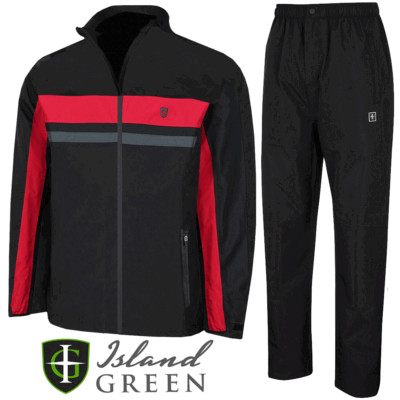 ISLAND GREEN MENS IG TECH WATERPROOF GOLF SUIT - BLACK / RED @ 50% OFF ...