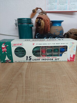 Vintage CRESCENT 15 Light Set Indoor Outdoor Christmas Lights Never ...
