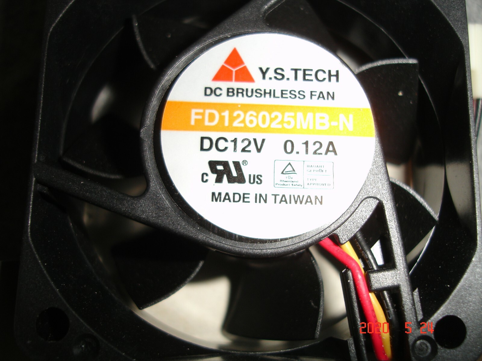 Y.S.TECH FD126025MB-N 12V 0.12A 60mm pro class dual ball bearing fan ...
