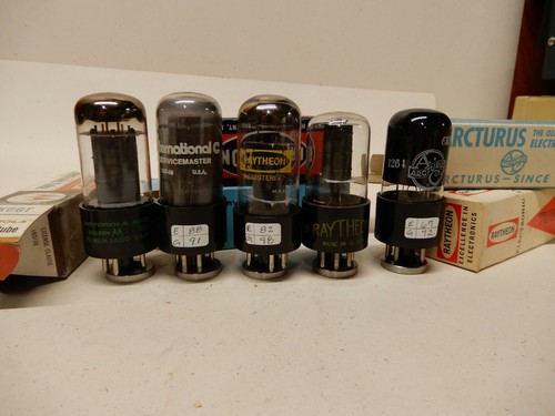 Five Mixed 6K6GT Vacuum Tubes Amplitrex Tested 107% 91% 98% 100% & 72 ...