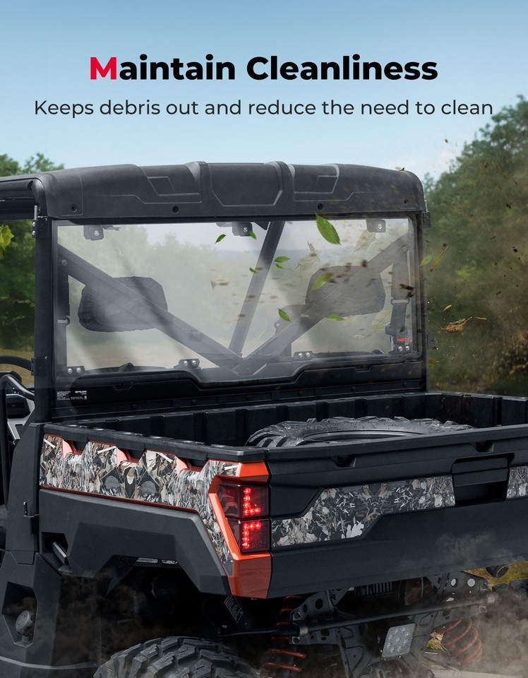 UTV Rear Window Windshield Windscreen for Polaris Ranger XP 1000 /Crew ...