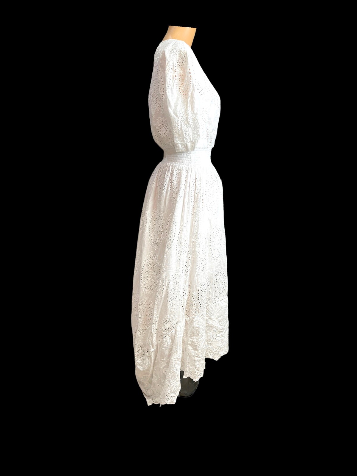 Solitaire Swim Womens Dress Large Boho White Eyelet Hi Low Beach ...