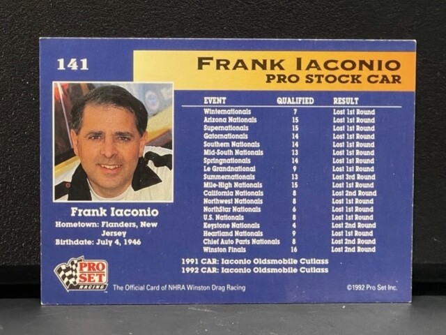 VRHTF NHRA VINTAGE PROSET DRAG RACING FRANK IACONIO PRO STOCK 2.5" X 3. ...