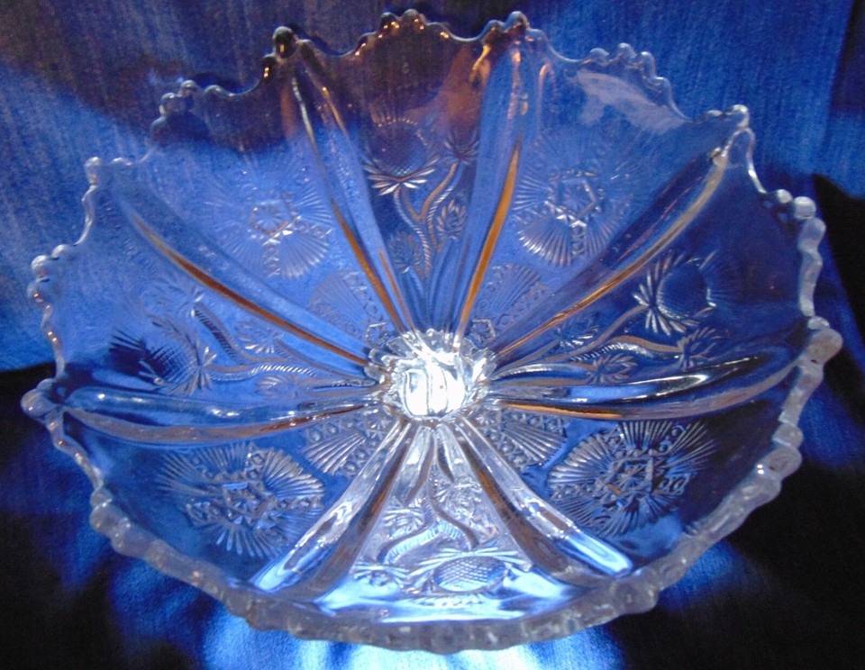 RARE JOHN B. HIGBEE PEDESTAL COMPOTE BOWL c.1910 CANADIAN THISTLE ...