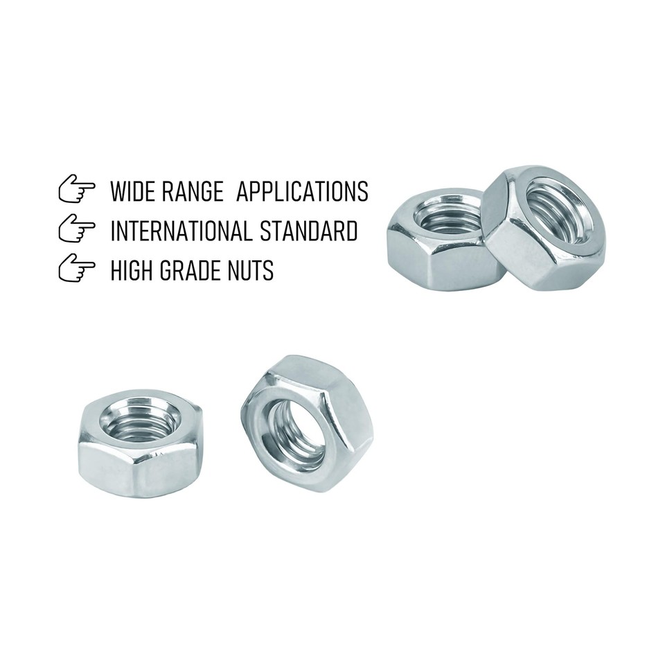 100PCS M5-0.8 Hex Nuts Carbon Steel Metric Coarse Thread Hexagon Nut ...