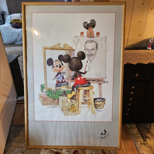 WALT DISNEY FRAMED FINE ART POSTER MICKEY MOUSE DRAWING PAINTING ART | eBay