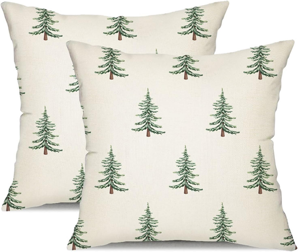 Christmas Pillow Covers 18X18 Inch Set of 2 Christmas Tree Decorative ...