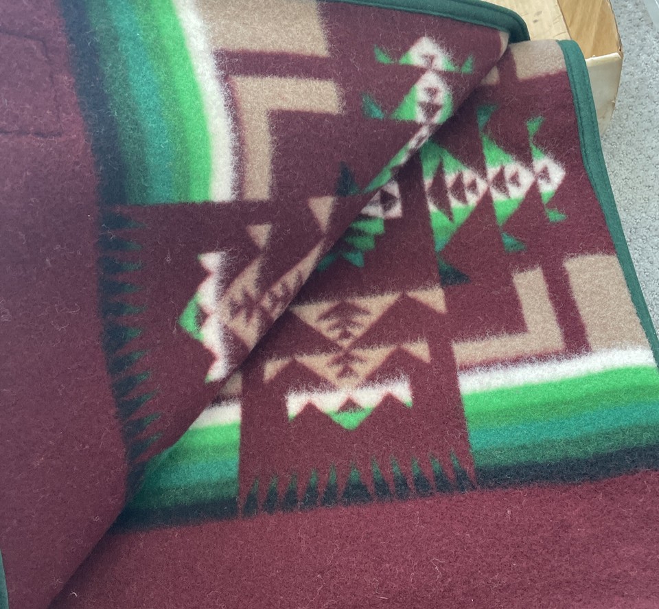 Pendleton Chief Joseph Jacquard Robe Sage 64x80 NWT Burgundy Green 1970 ...