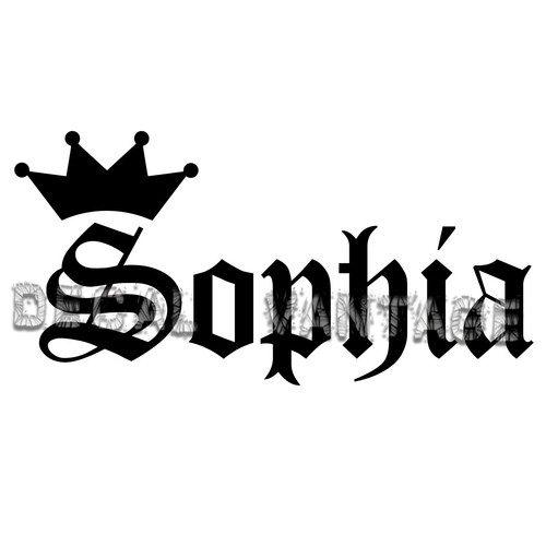 Sophia Vinyl Sticker Decal Crown Name Old English - Choose Size & Color ...