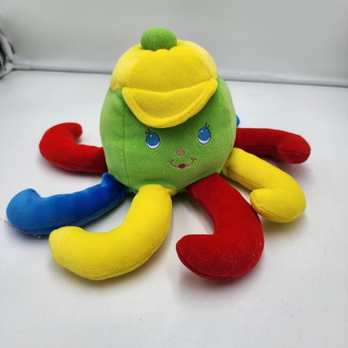 Octopus Plush Rattle Stuffed Animal Soft Toy Primary Colors Red Yellow ...