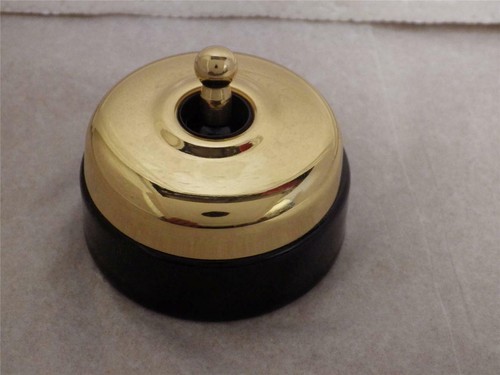 classic electric shallow smooth brass / black porcelain light switch 30 ...