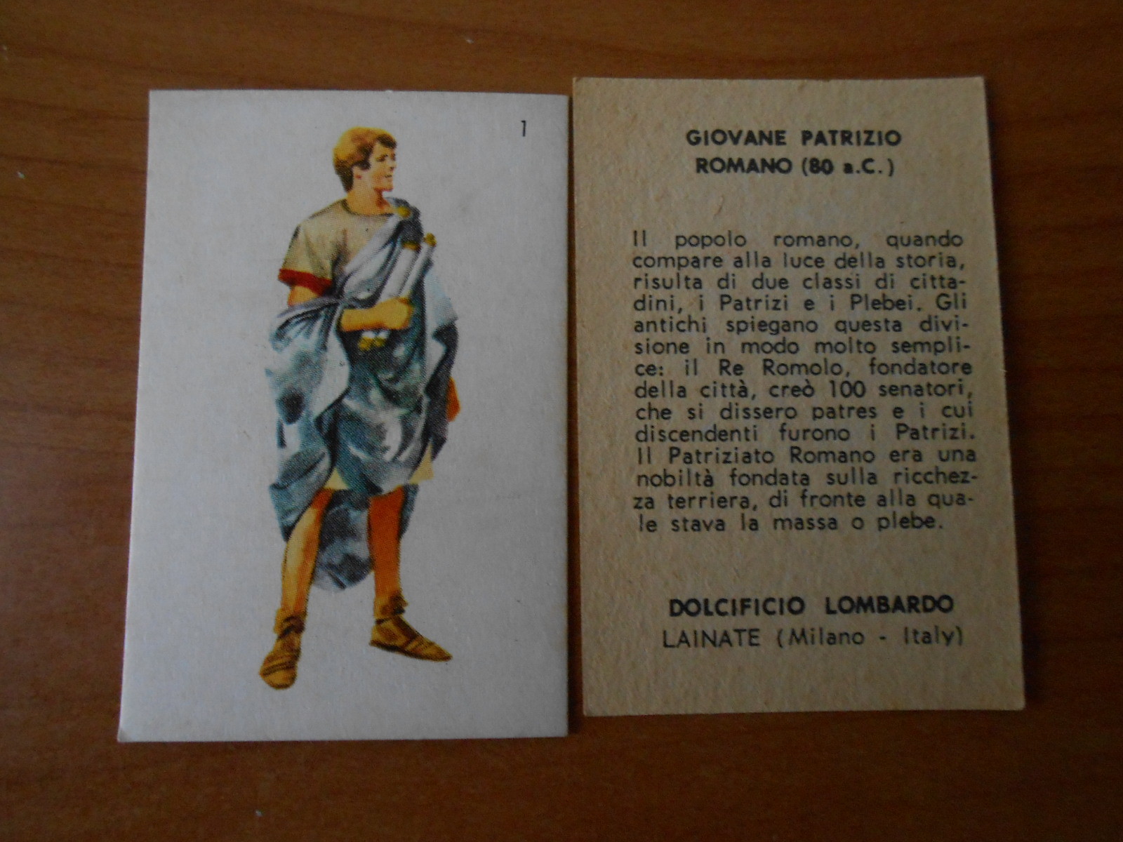 figurina DOLCIFICIO LOMBARDO n.1-GIOVANE PATRIZIO ROMANO | eBay