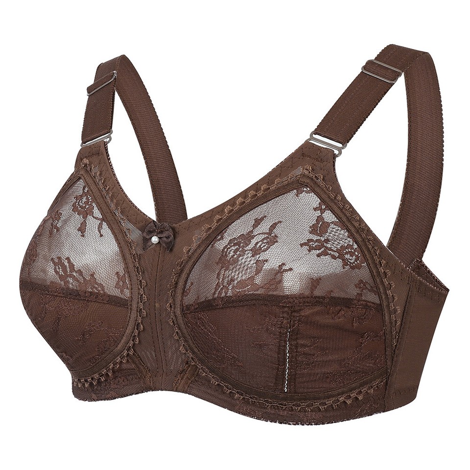 Full Coverage Bralette Wirefree All-Around Comfort Bra Floral Lace Plus ...