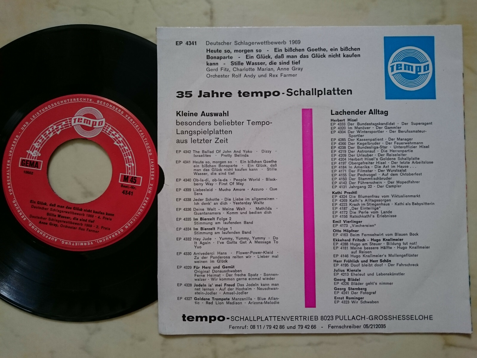 TEMPO LABEL EP Gerd Fritz,Charlotte Marian,Anne Gray *ROMANTISCHES ...