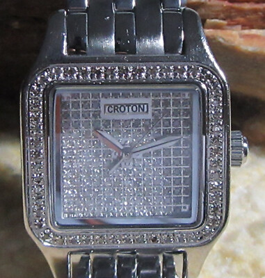 CROTON Sapphire Cristal Diamond Case and Dial Quartz Women's Watch Size ...