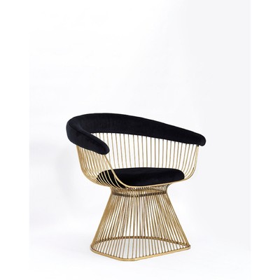 Cid 28 Inch Modern Dining Chair, Slatted Gold Cone Base, Black Modern ...