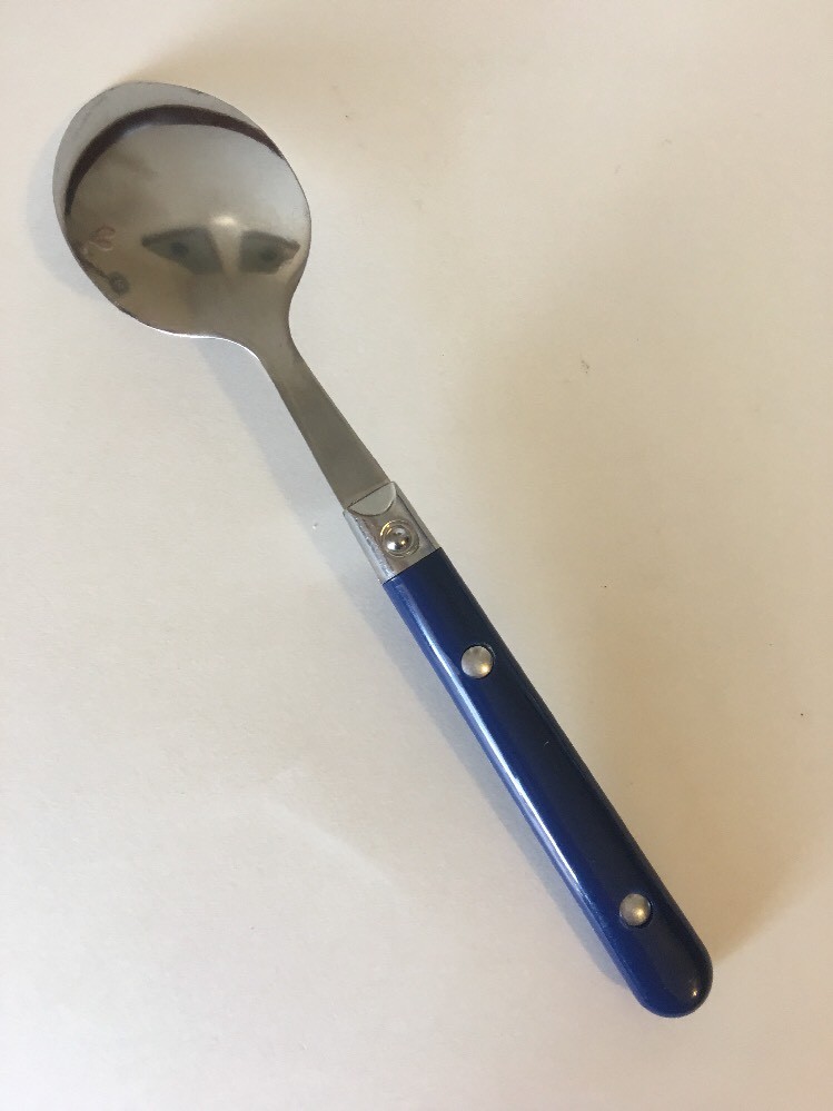 Stainless Flatware Rivets ROYAL BLUE Plastic PLACE OVAL SOUP SPOON 7 3/ ...