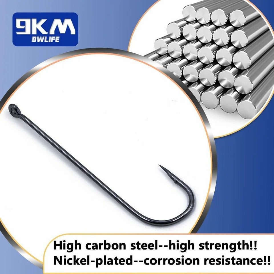 9KM Aberdeen Hooks Long Shank Light Wire Fishing Hook Live Bait Hook ...