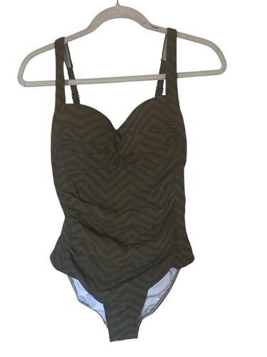 Nip Tuck Swim Sweetheart Ruched One Piece Multi Fit Cup Swimsuit Olive ...