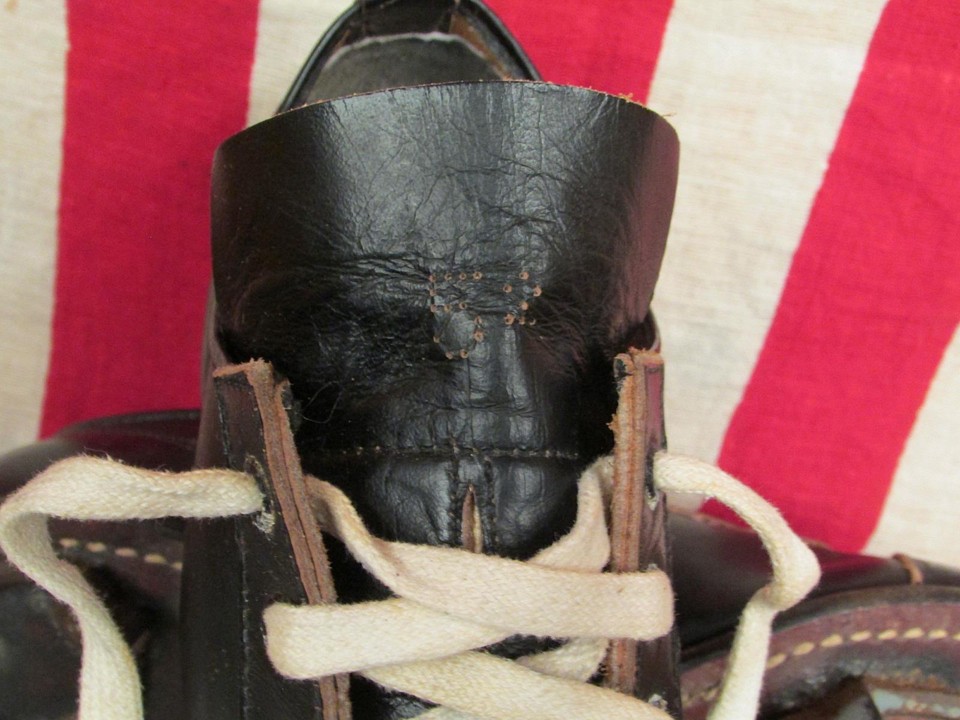 Vintage 1950s Black Leather Baseball Cleats Pitchers Toe Plate Shoes Sz ...