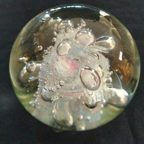 Pale Blue and Pink Abstract Design Paperweight by Ann Hand Glass Artist ...