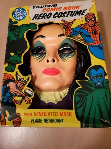 Morticia Addams Family Vintage Costume & Mask in Box Carolyn Jones Ben ...