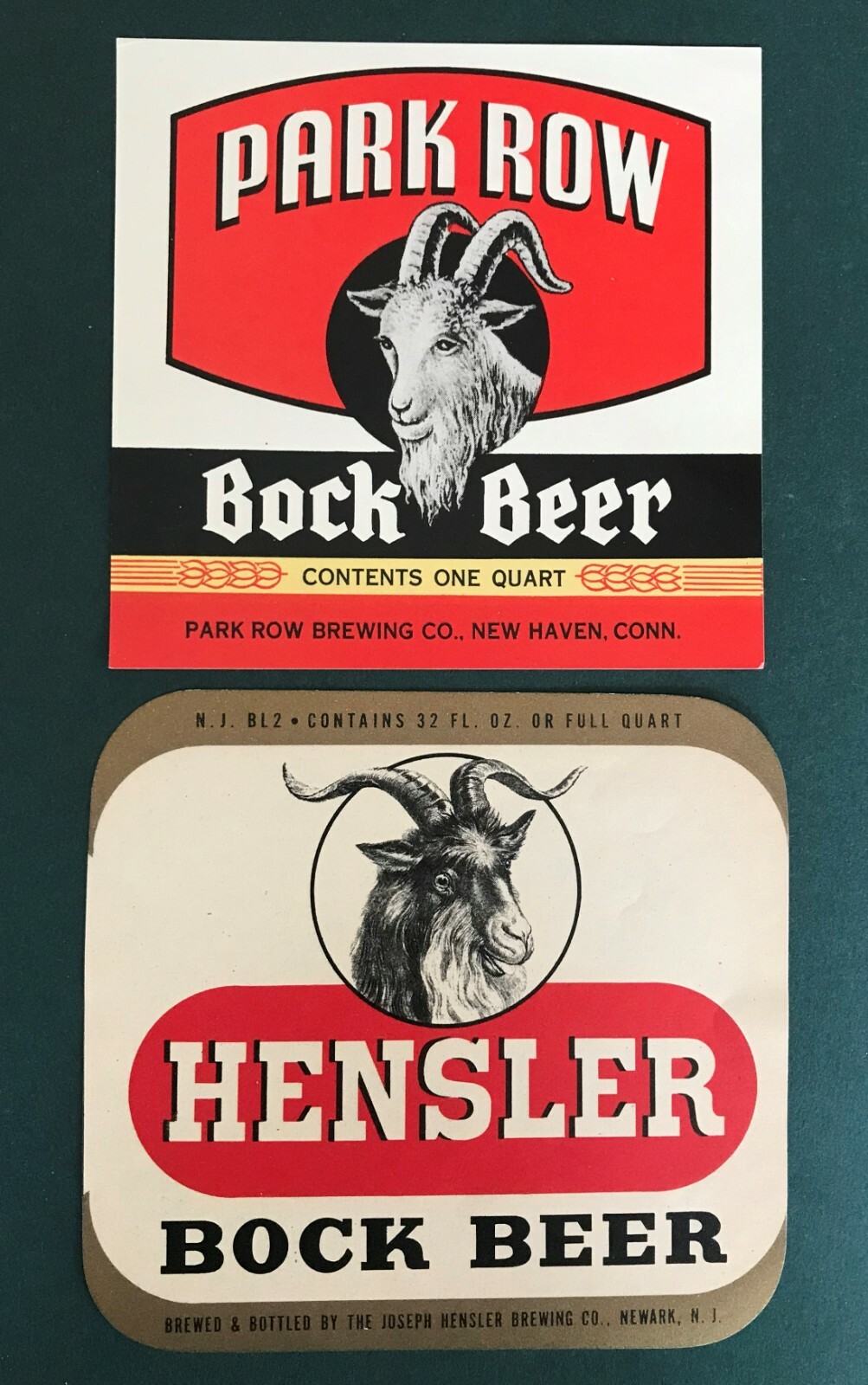 Park Row, Hensler Bock Beer Labels, large size | eBay
