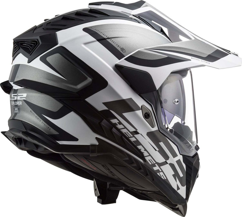 LS2 Explorer XT Adventure Motorcycle Helmet Alter Matte Black/White XS ...