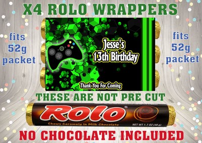PERSONALISED Gaming Rolo wrappers, party bag filler, Gaming Party ...