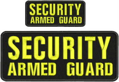 Security Armed Guard embroidery patch 4X10 and 2x5 hook yellow. | eBay