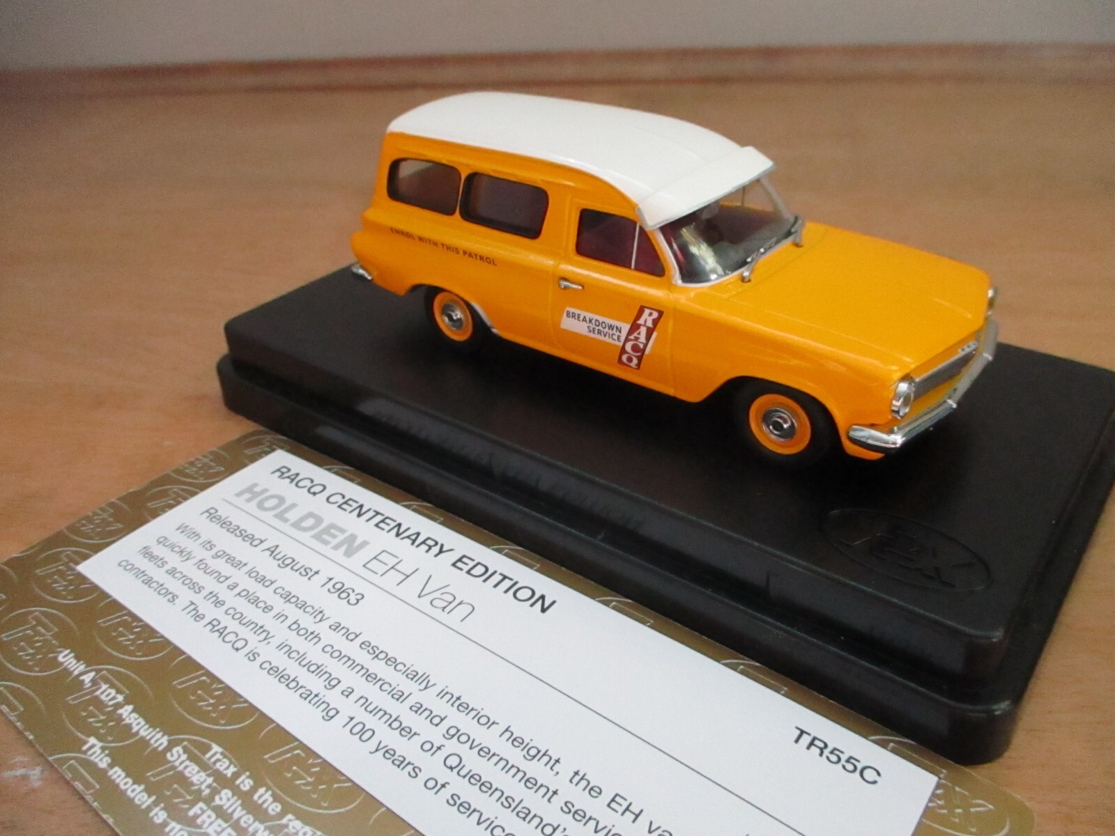 TRAX Models 1963 Holden EH; RACQ Service van; yellow/white; 1:43 scale ...