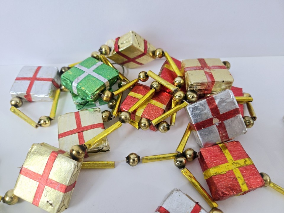 Vintage Christmas garland gift boxes Mercury bead | eBay