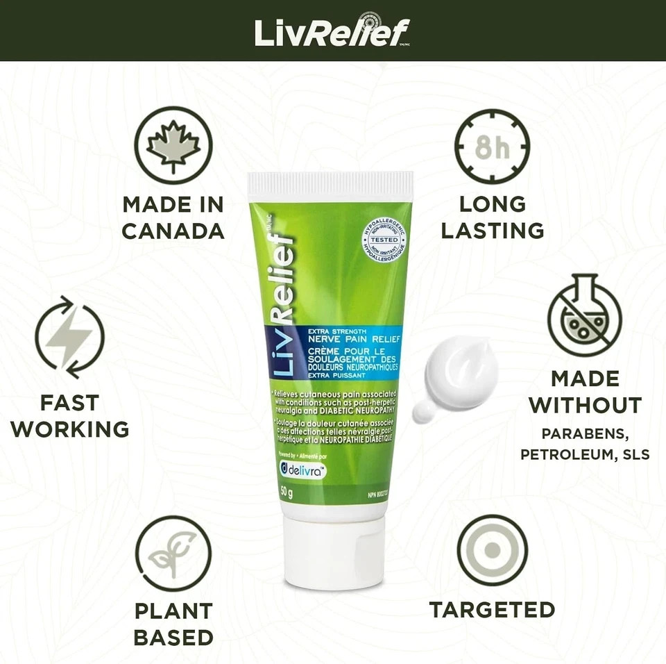 LivRelief Nerve Pain Relief Extra Strength Plant Based for Tingling ...