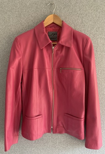 Women’s Leather Jacket Pink John Palermo - Excellent Condition Size 14 ...