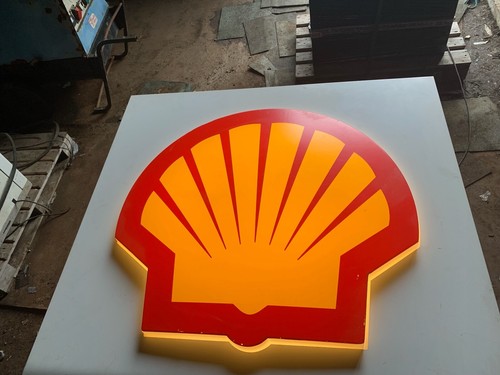 ORIGINAL Huge Shell Petrol Station Forecourt Sign Workshop / Garage DEL ...