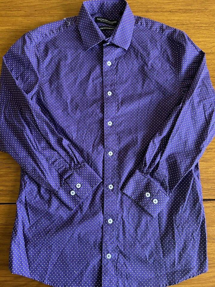 Nick Graham Everywhere Stretch Modern Fit Shirt 15.5-34/35 Polka Dot ...