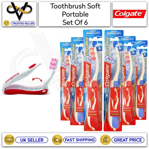 6 x Foldable Colgate Travel Toothbrush Soft Bristle Random Colour Flip ...
